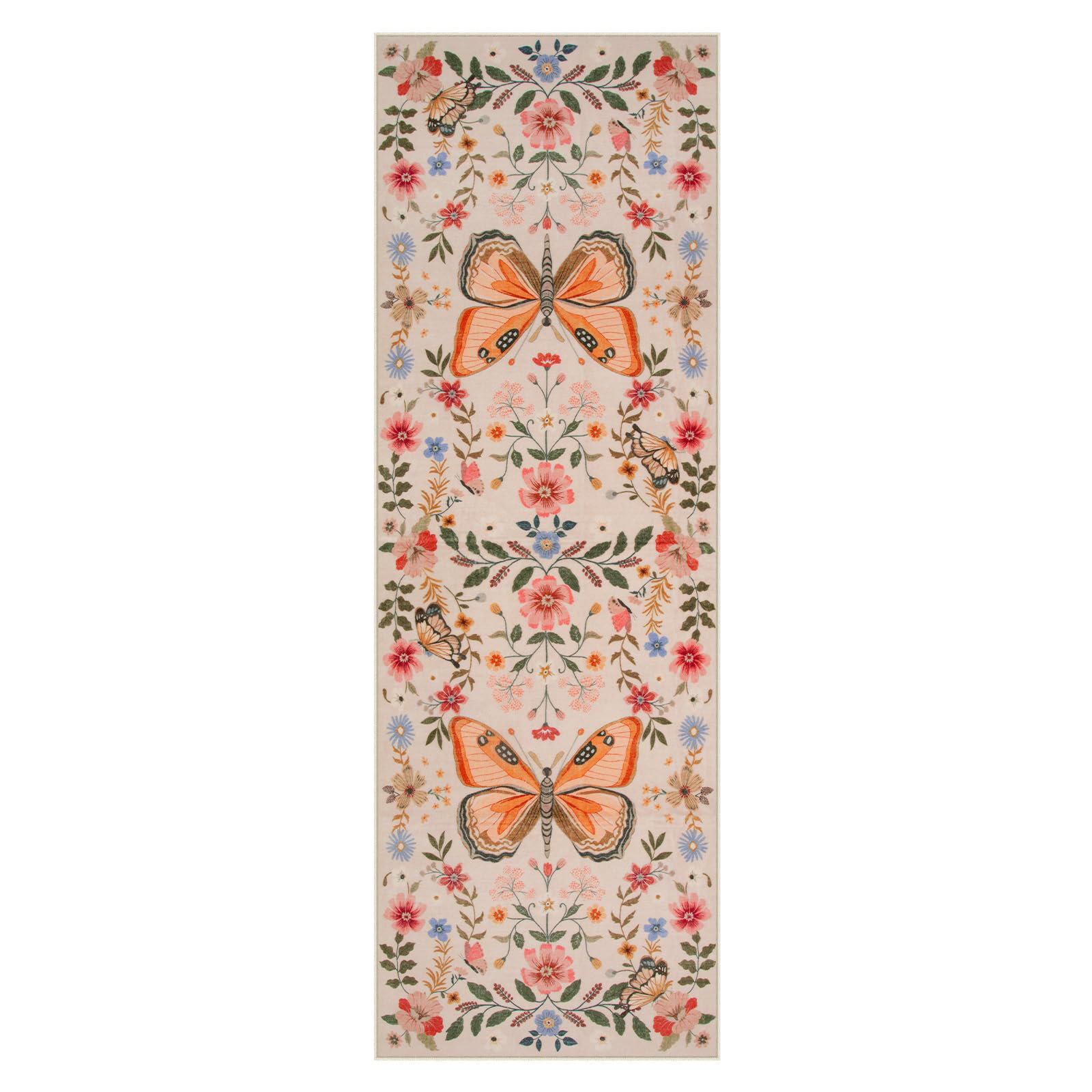 Rosalind Wheeler Butterfly Floral Kitchen Runner Rug For Hallway, 2X6 ...
