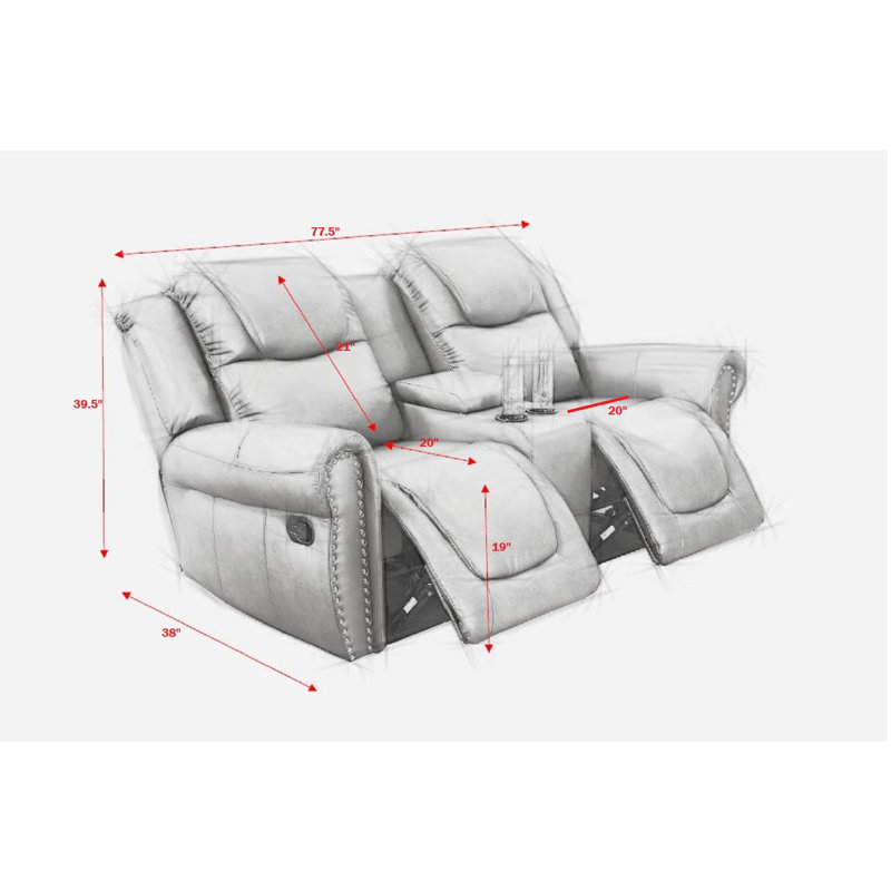 Lark Manor™ Alexous 77.5" Faux Leather Rolled Arm Reclining Loveseat ...