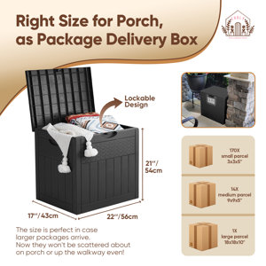 EHHLY 33 Gallon Deck Box, Small Outdoor Storage Box Waterproof ...