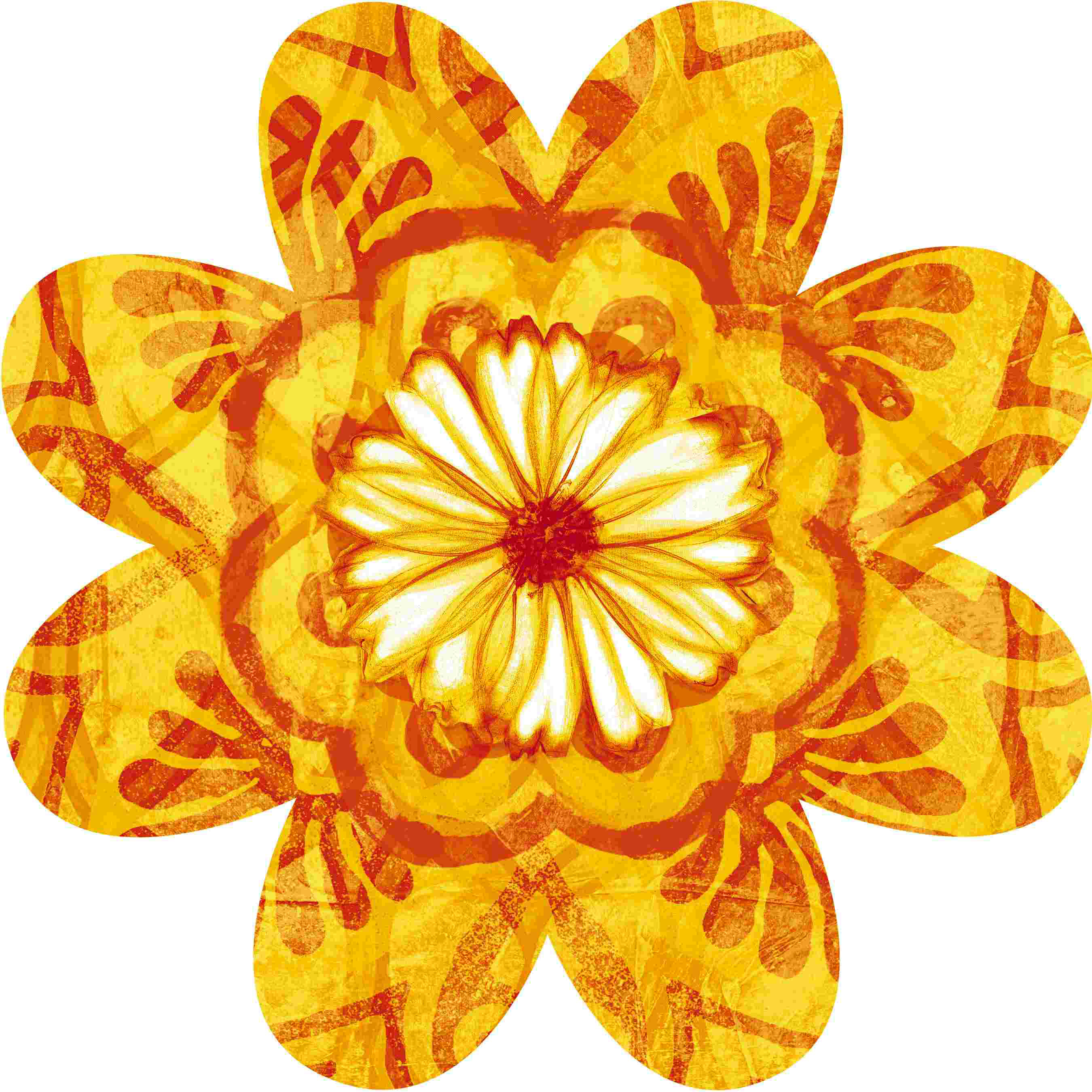 Charlton Home® Yellow Flower Shape 2 - Wrapped Canvas Graphic Art | Wayfair