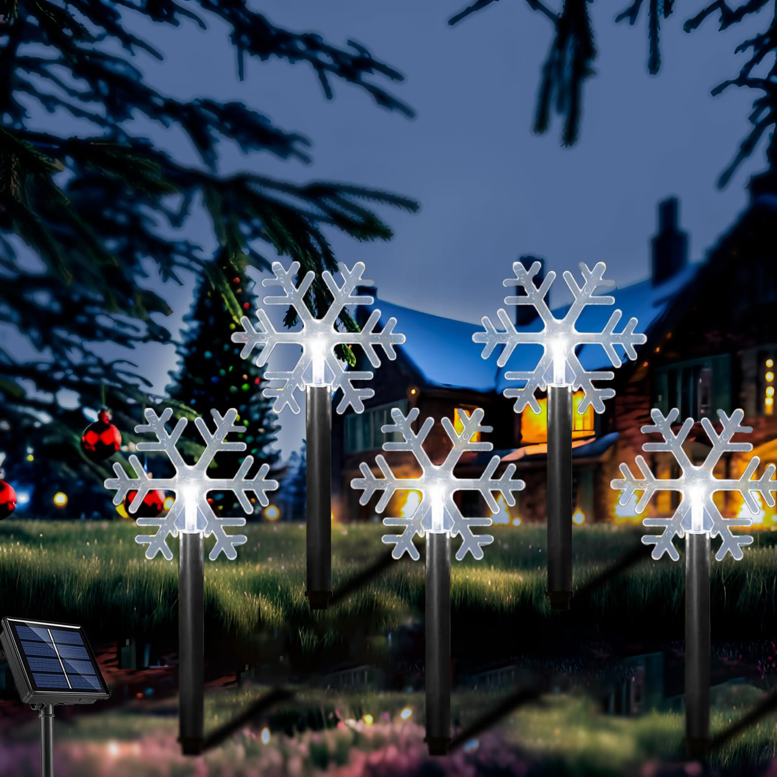 The Holiday Aisle® Christmas Solar Pathway Lights Outdoor, Waterproof ...