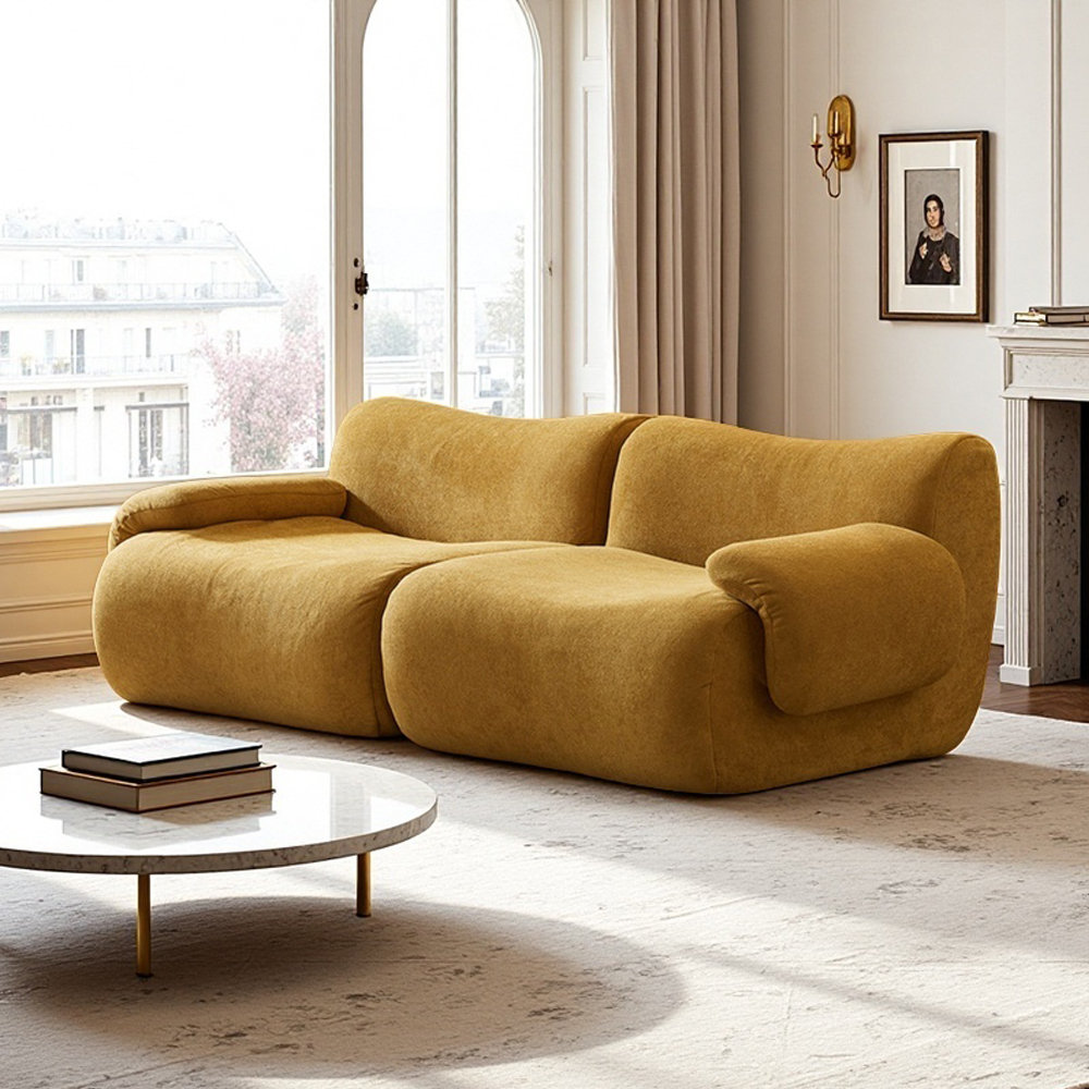 Everly Quinn Modern Simple Compressed velvet upholstered Sofas | Wayfair