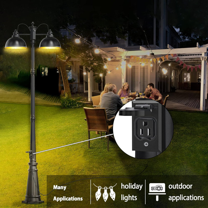 Canora Grey Cherfils Double-Head Farmhouse Outdoor Lamp Post Lights ...
