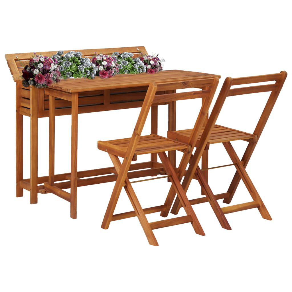 Red Barrel Studio® Garden Planter Table with 2 Bistro Chairs Solid ...