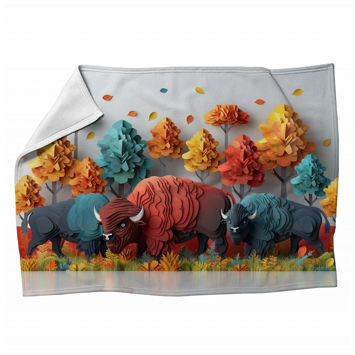 VisionDecor Bison Scene Fleece Throw Blanket - Animal Throws for Sofas ...