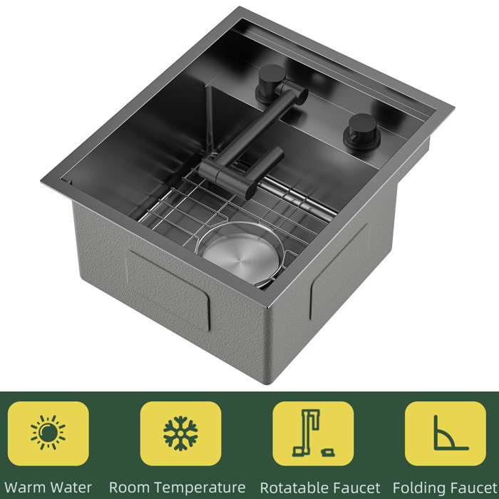 Polyfurniture 9L Kitchen Sink RV Sink With A Foldable Tap Inside | Wayfair