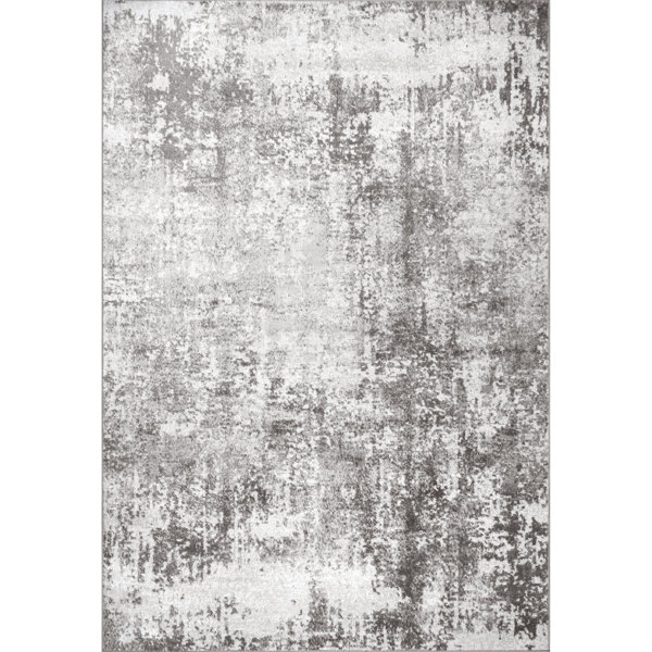 17 Stories Whitney Faded Abstract Performance Light Gray Rug & Reviews ...