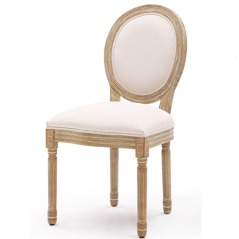 One Allium Way® Linen 20" H Mid-Century King Louis Back Solid Wood Side ...