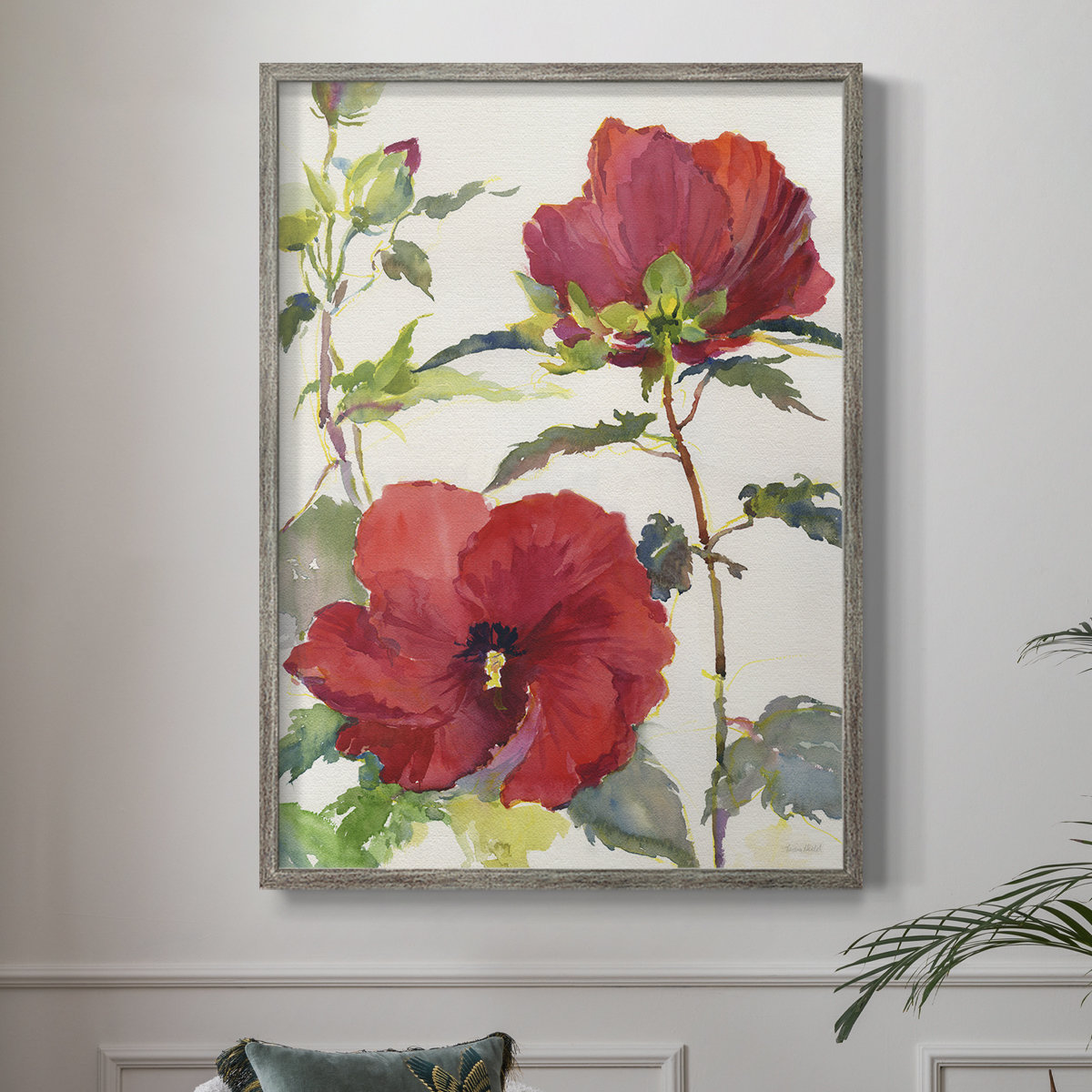 Bayou Breeze Hibiscus Glow II Framed Print - Solid Wood 49681 | Wayfair