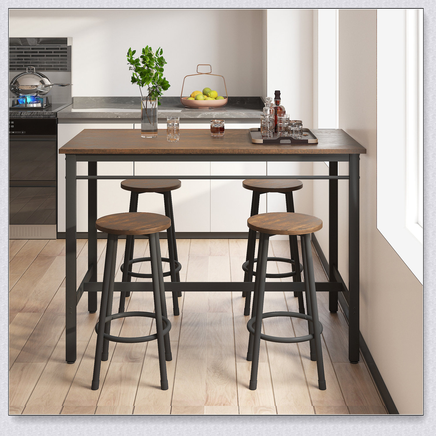 17 Stories Counter Height Extendable Breakfast Nook Dining Set | Wayfair