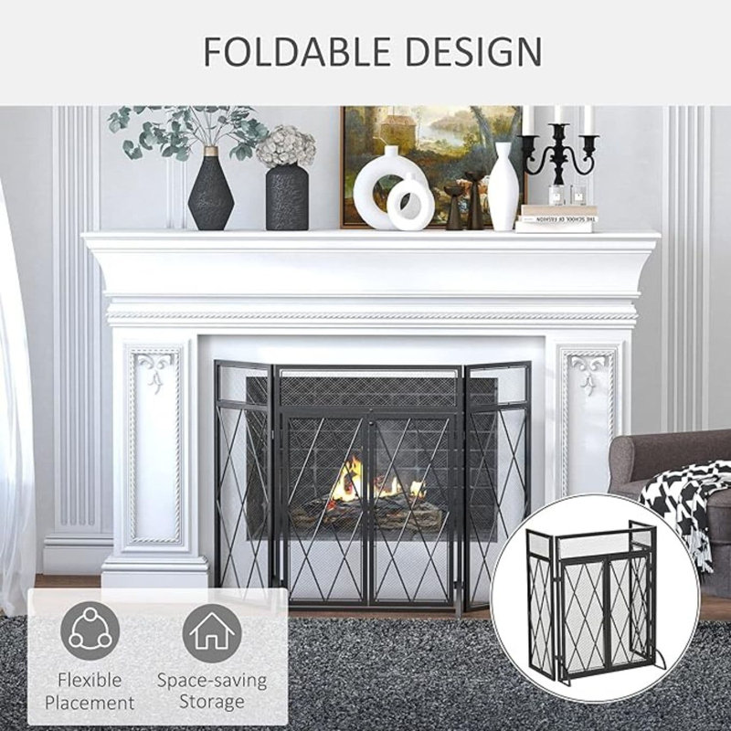 BOPWAY 3-Panel Folding Fireplace Screen | Wayfair