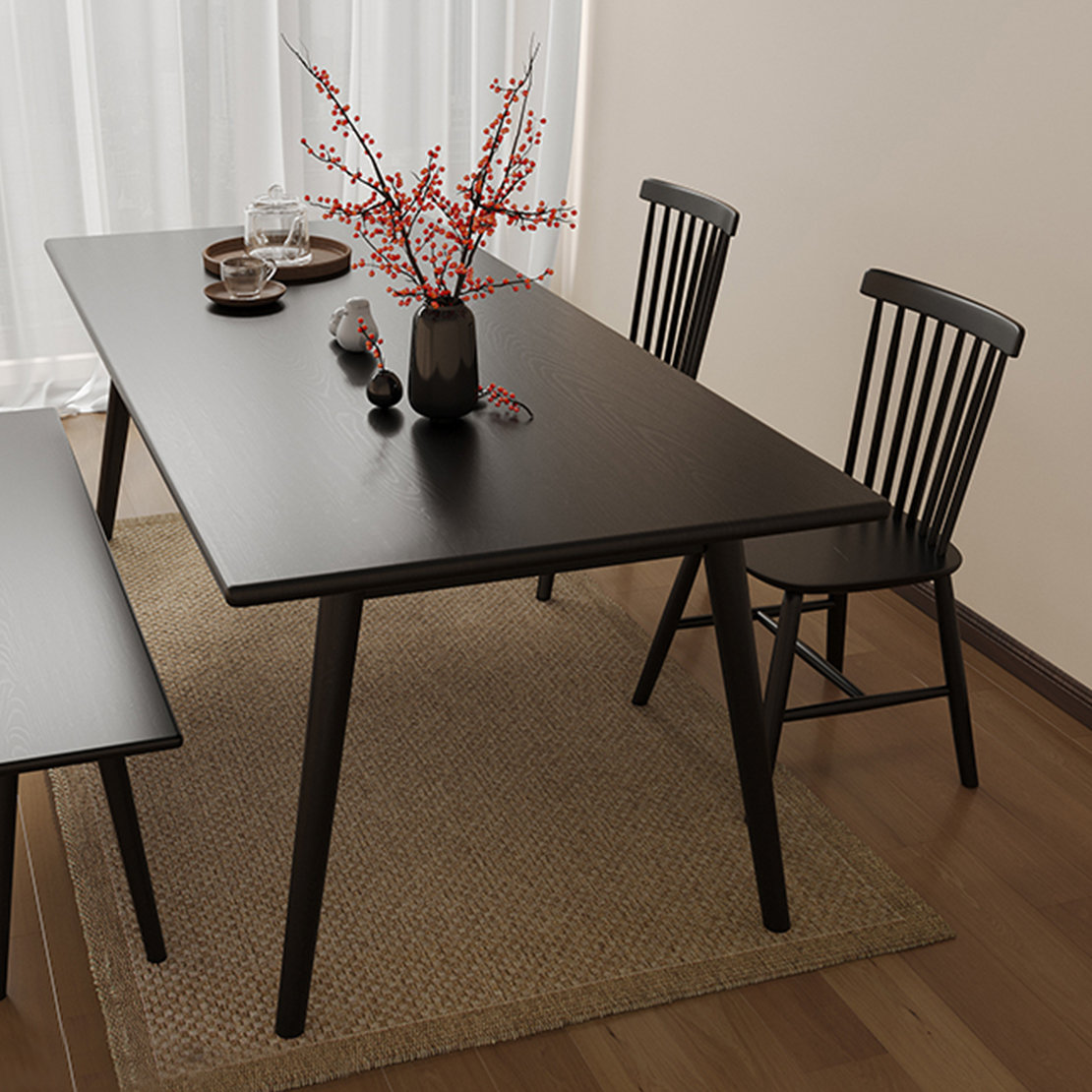Corrigan Studio® Long black dining table Nordic home workbench dining ...
