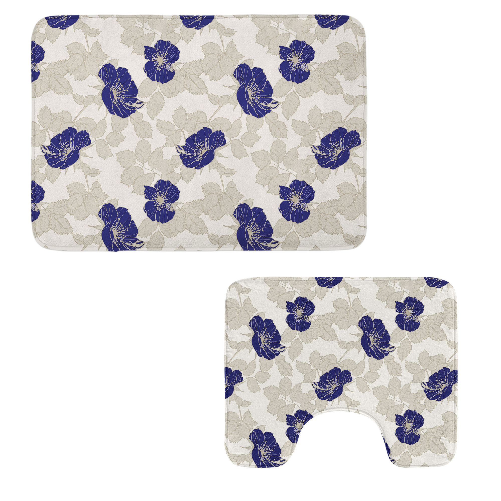 Winston Porter Flower Bathroom Rug Set 2 Pieces Rectangle & Contour ...
