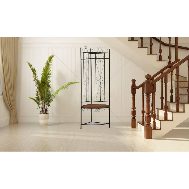 Winston Porter Cloninger Metal Corner Entryway Hallway Rack with Bench ...