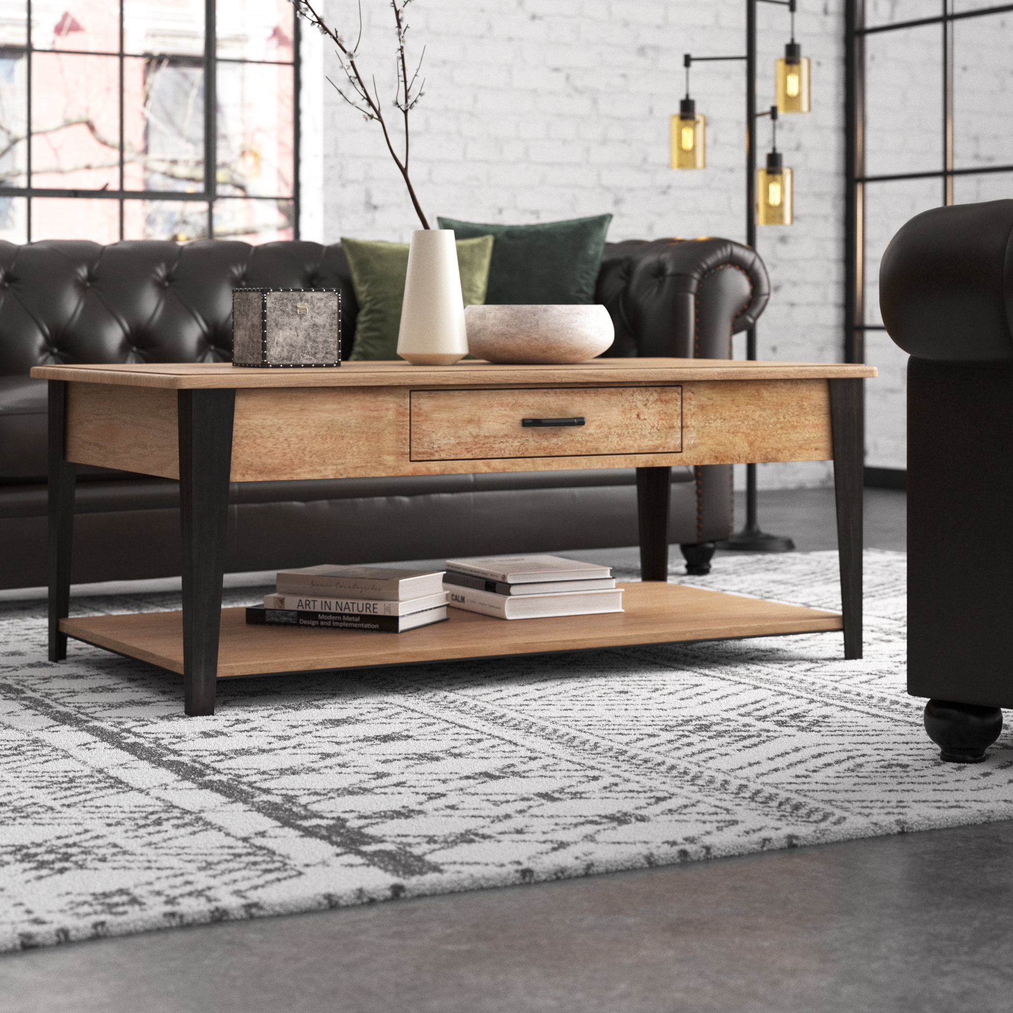 Steelside™ Henrik Solid Wood Frame Coffee Table with Storage - Wayfair ...