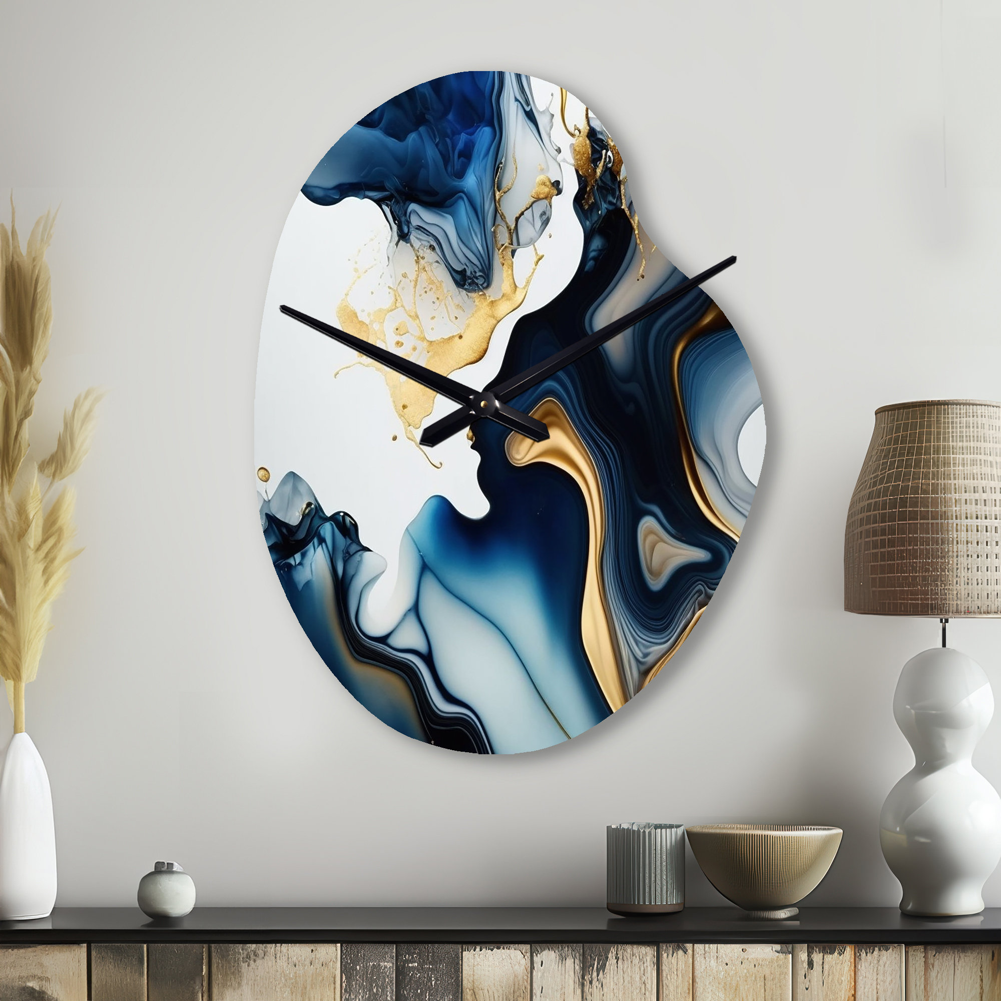 Design Art Abstract Geode Marble Blue I - Pear Shape Large Blue Wall ...