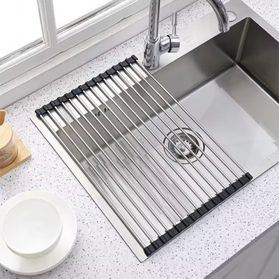 KDK HOME 18.5" Roll Up Dish Drying Rack Stainless Steel Portable ...