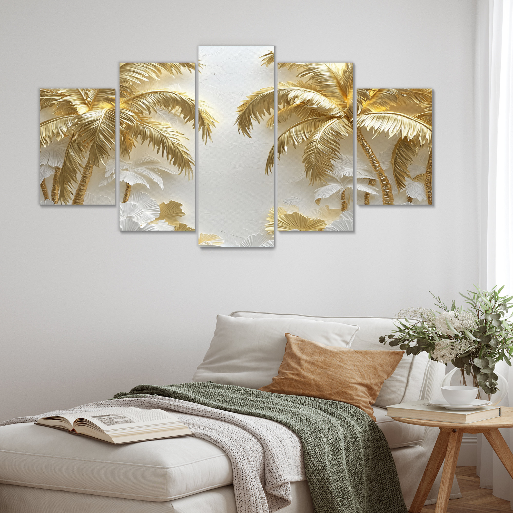 Bay Isle Home™ Golden Cream Palms On The each II - Cream Trees Wall ...