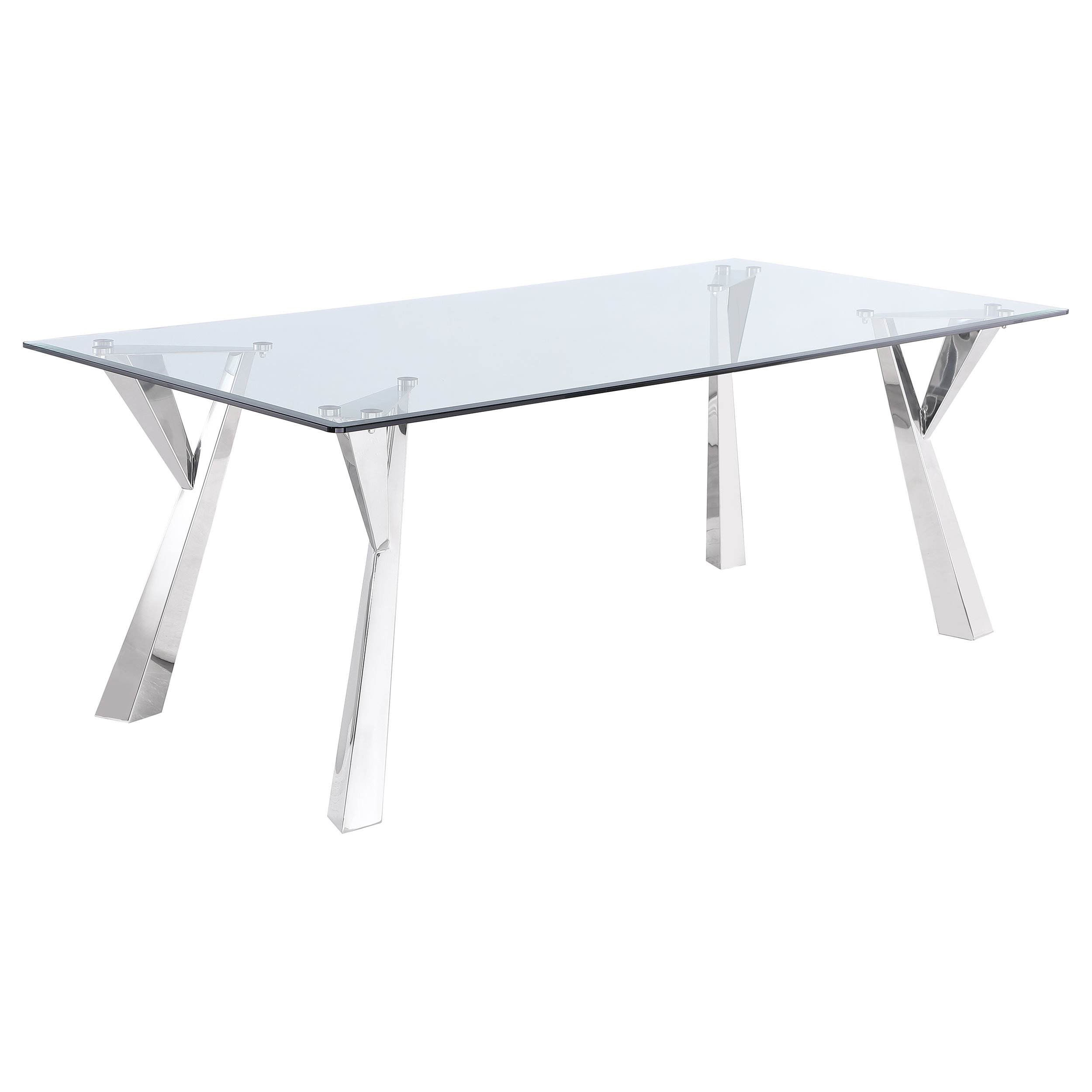 Ivy Bronx Alaia Rectangular 79-inch Glass Top Dining Table Chrome | Wayfair