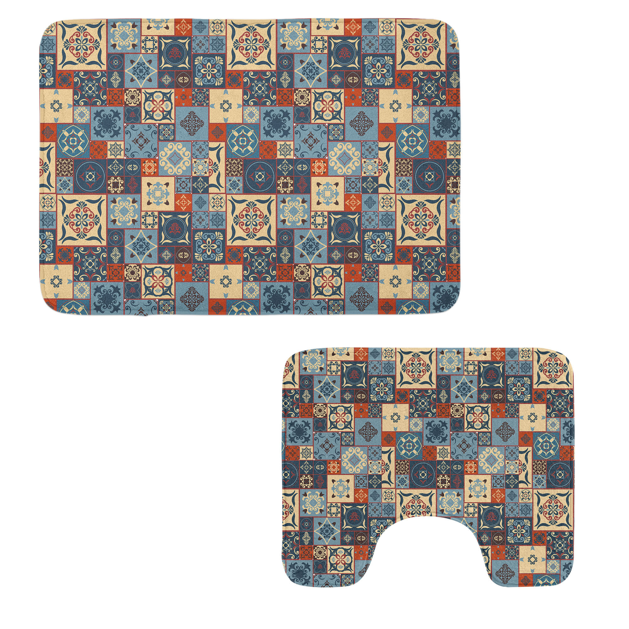East Urban Home Moroccan Bathroom Rug Set 2 Pieces Rectangle & Contour ...