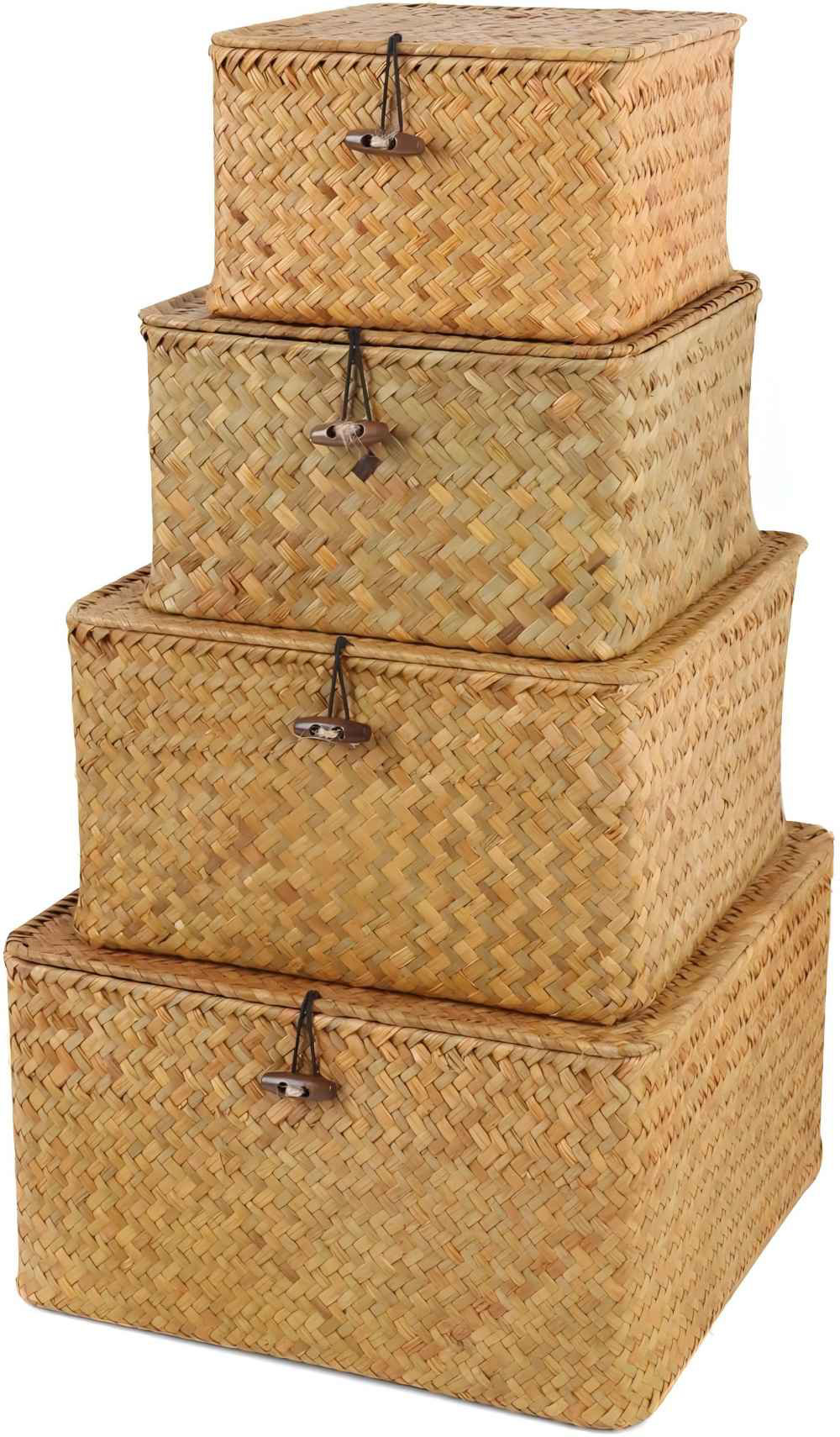 Bay Isle Home™ Wicker Shelf Baskets With Lid, Handwoven Seagrass ...