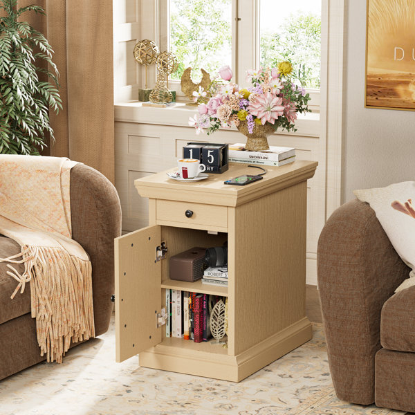 Lark Manor Angelynne Solid Wood Floor Shelf End Table Set with Storage ...