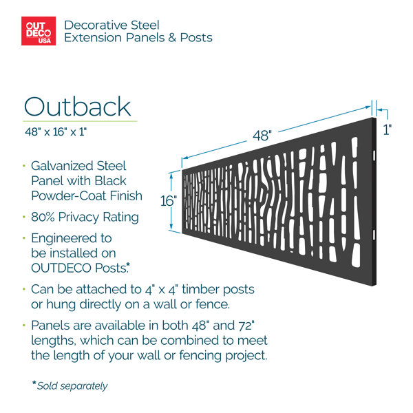 OUTDECO 16"x48" Outback Galvanized Steel Wall and Fence Extension ...