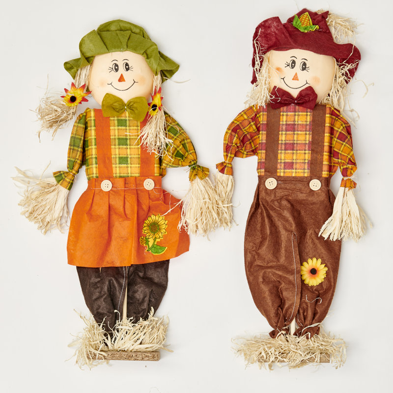 The Holiday Aisle® 24" Standing Scarecrow, Set Of 2 & Reviews | Wayfair