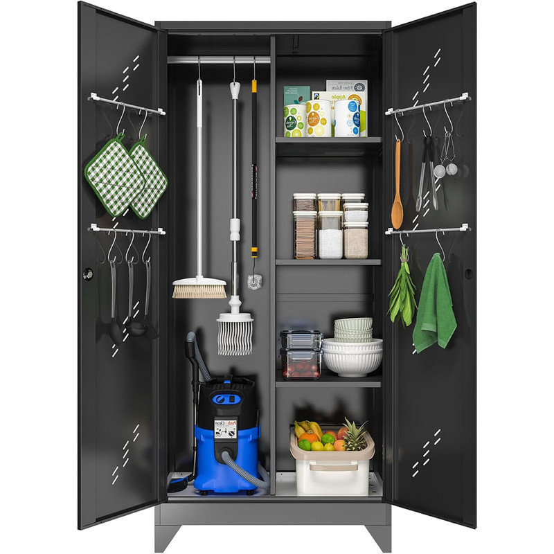 WFX Utility™ Metal Storage Cabinet with Lock, Broom Closet Storage ...
