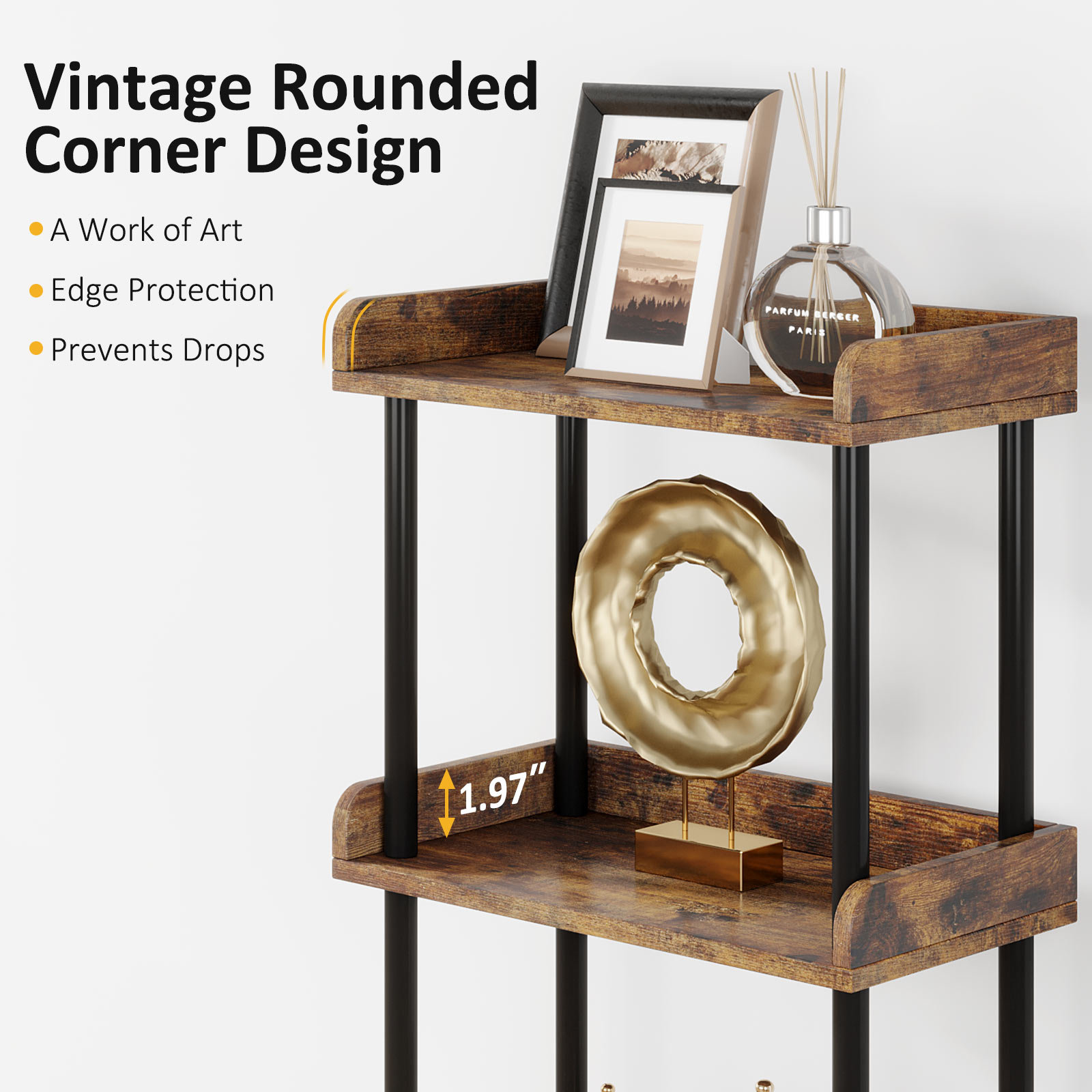 17 Stories Christabella Vintage Rounded Corner Etagere Bookcase with ...