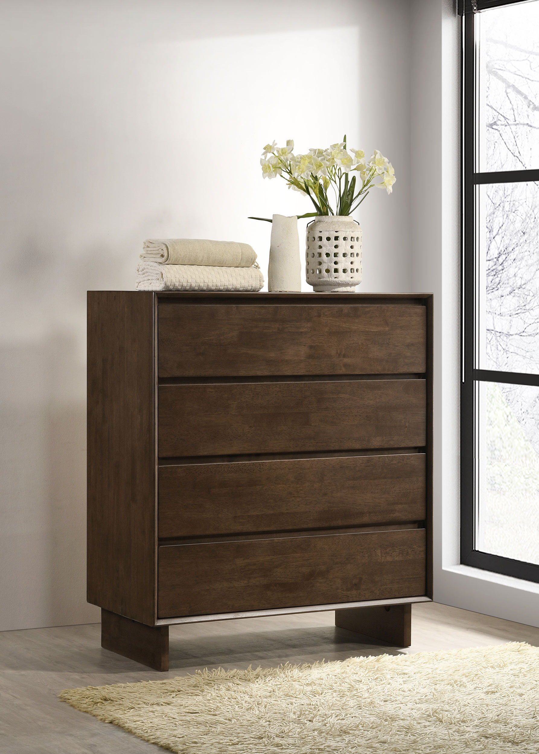 Coaster 4-Drawer Chest Of Drawers Warm Brown | Wayfair