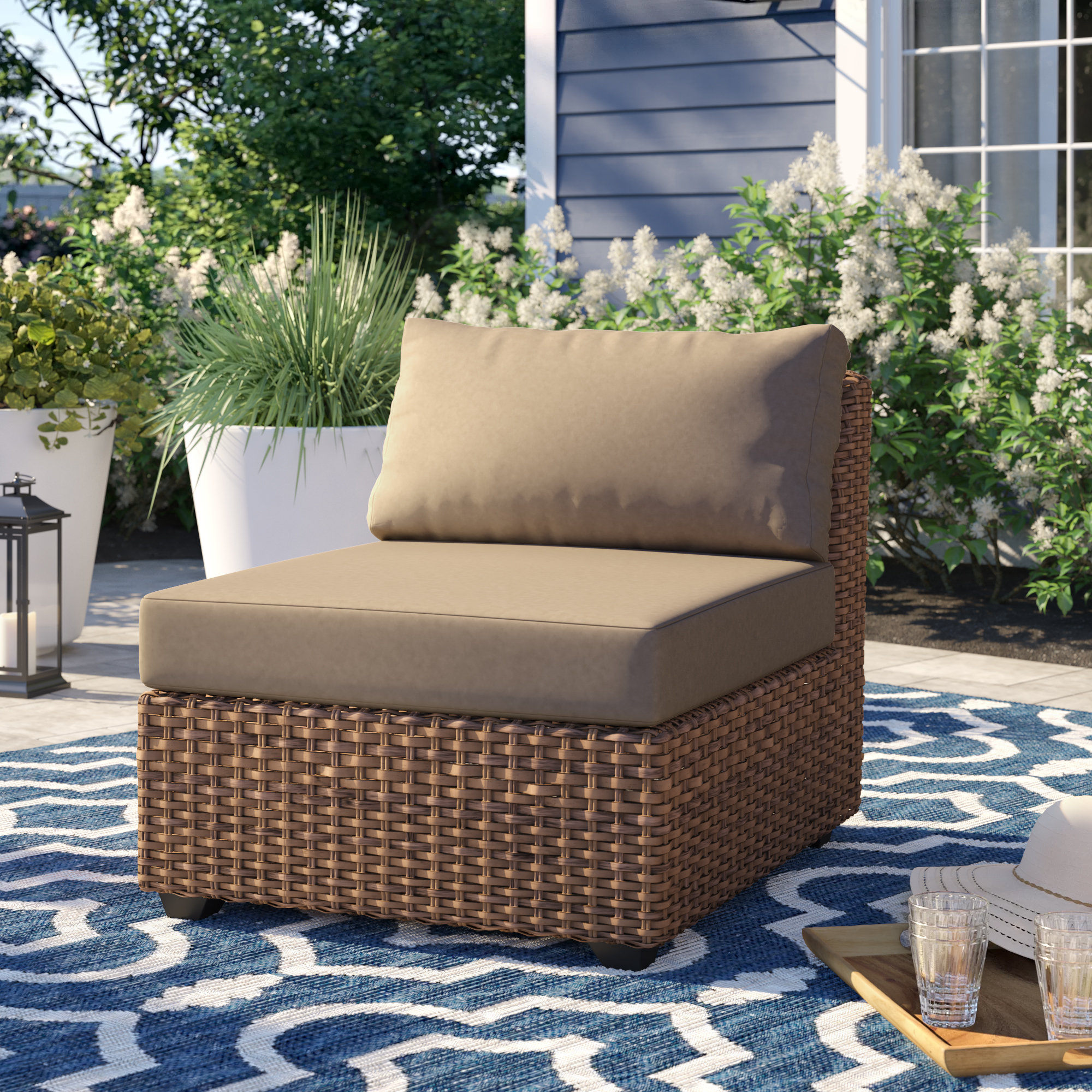 Lark Manor Ambroselli Armless Patio Sofa with Cushions & Reviews ...