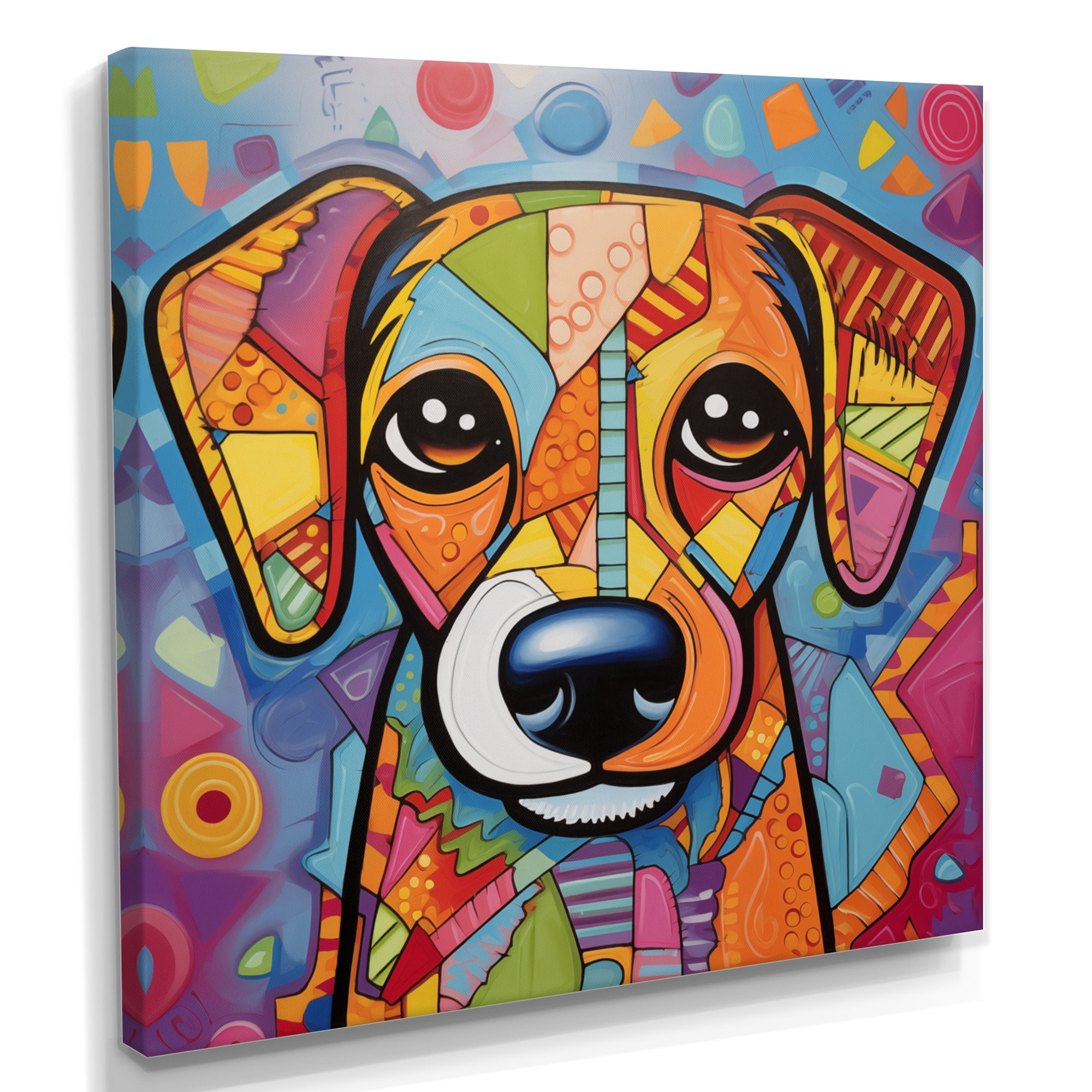 Winston Porter Geometric Multicolor Dog Portrait - Dog Wall Art Living ...