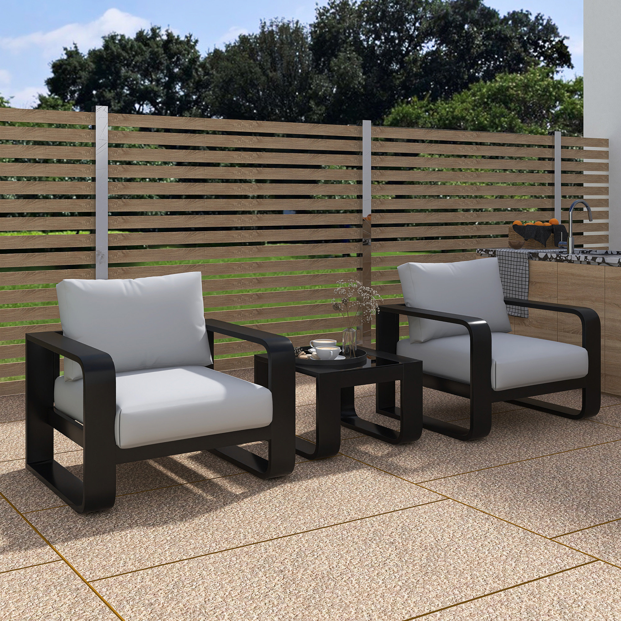 Latitude Run® 3-Pieces Aluminum Frame Patio Furniture | Wayfair