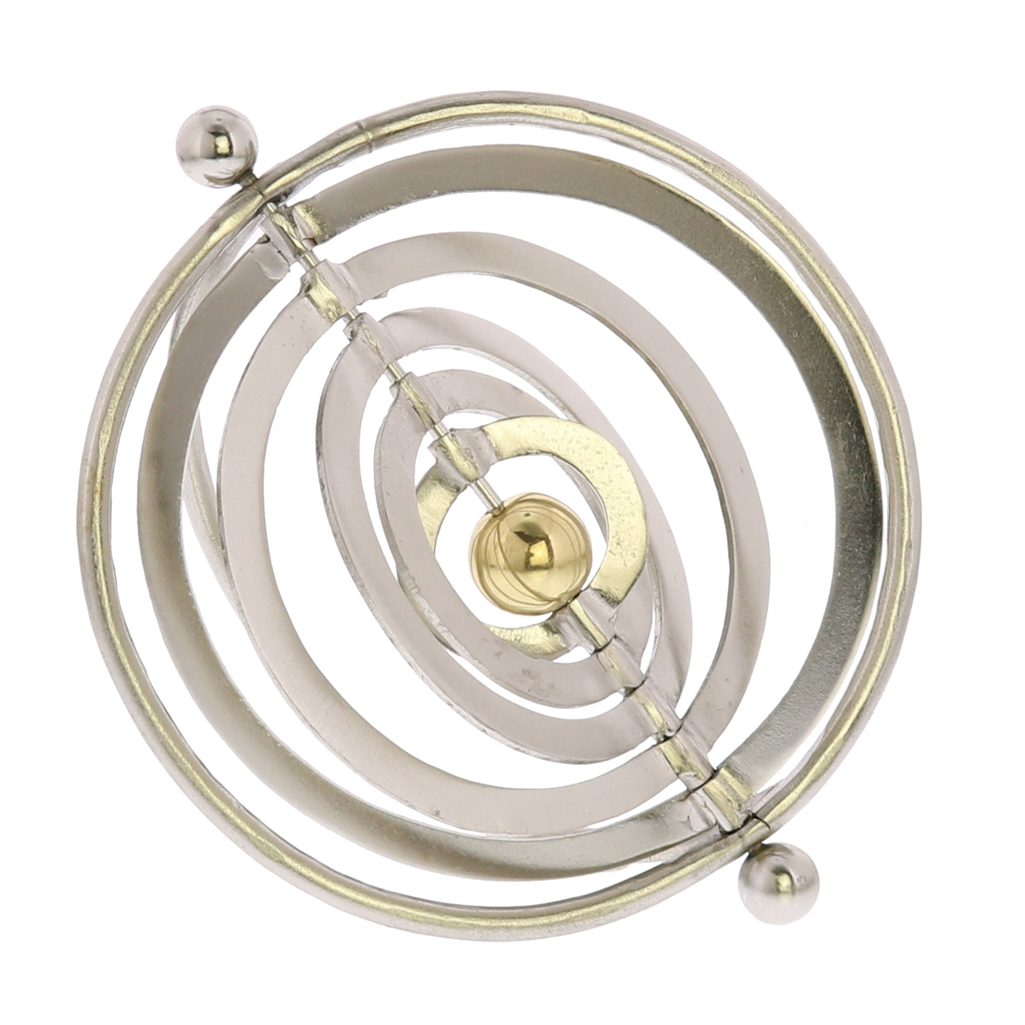 HomeRoots 6" Brass And Silver Metal Decorative Orb Tabletop Sculpture ...