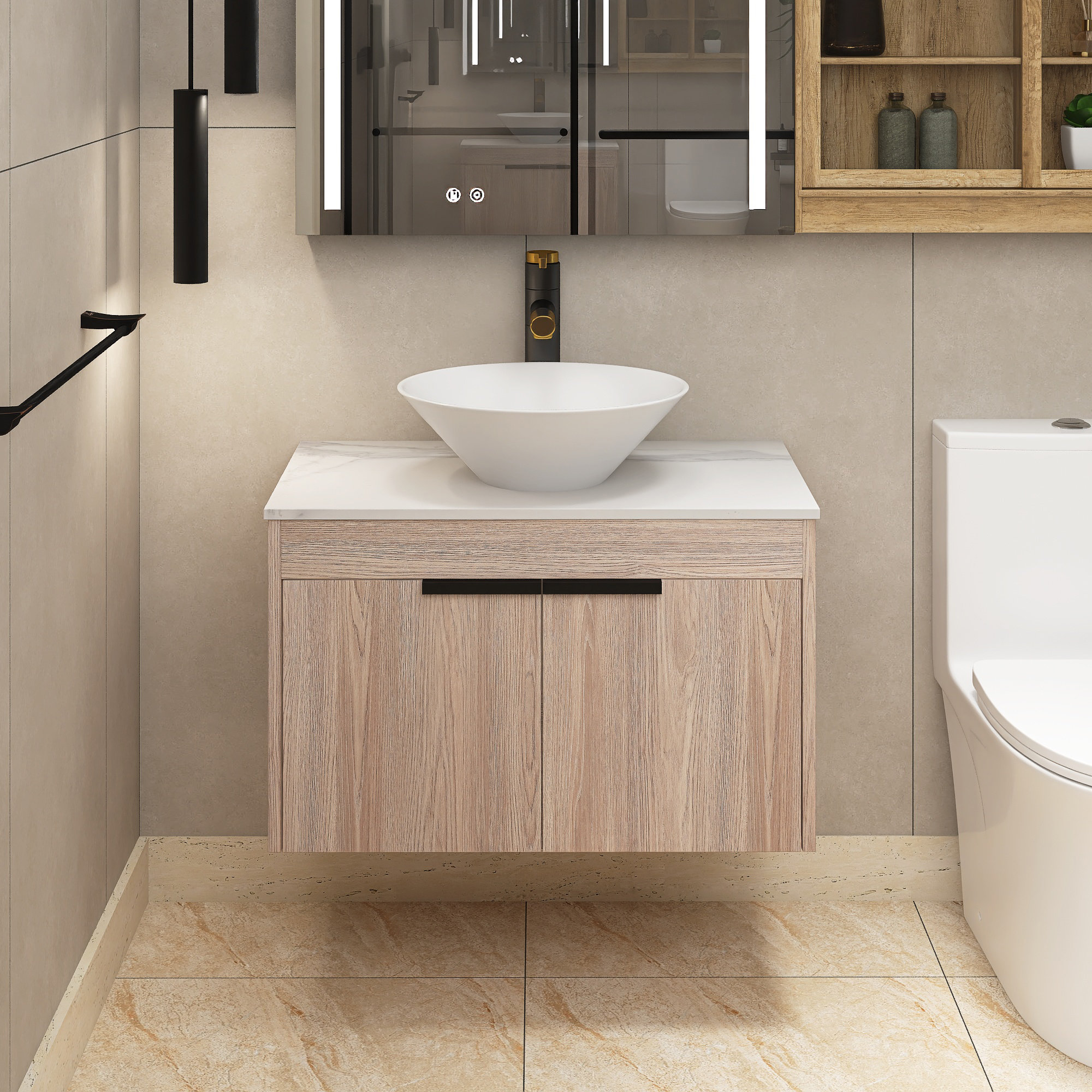 Ebern Designs Rosalean 30'' Single Bathroom Vanity with Ceramic Sink ...