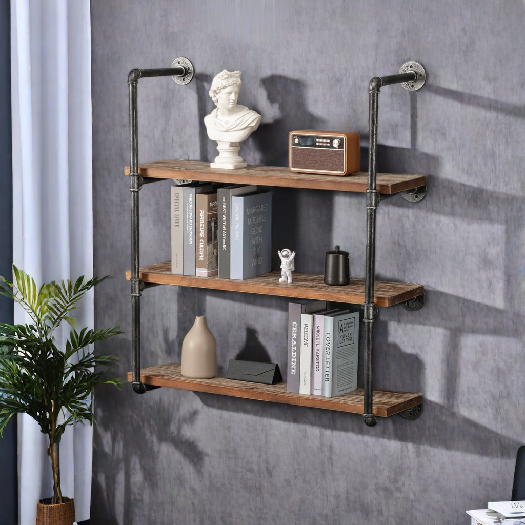 Trent Austin Design Industrial Pipe Wall Shelves Pipe Shelving With ...