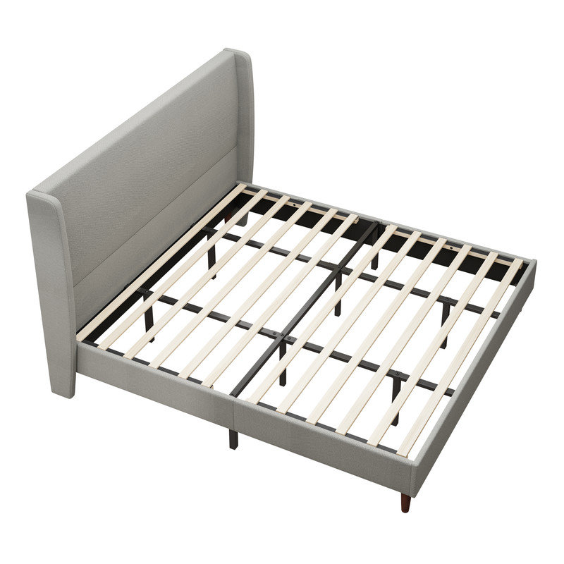 Latitude Run® Modern King Platform Bed Frame with Wingback Headboard in ...