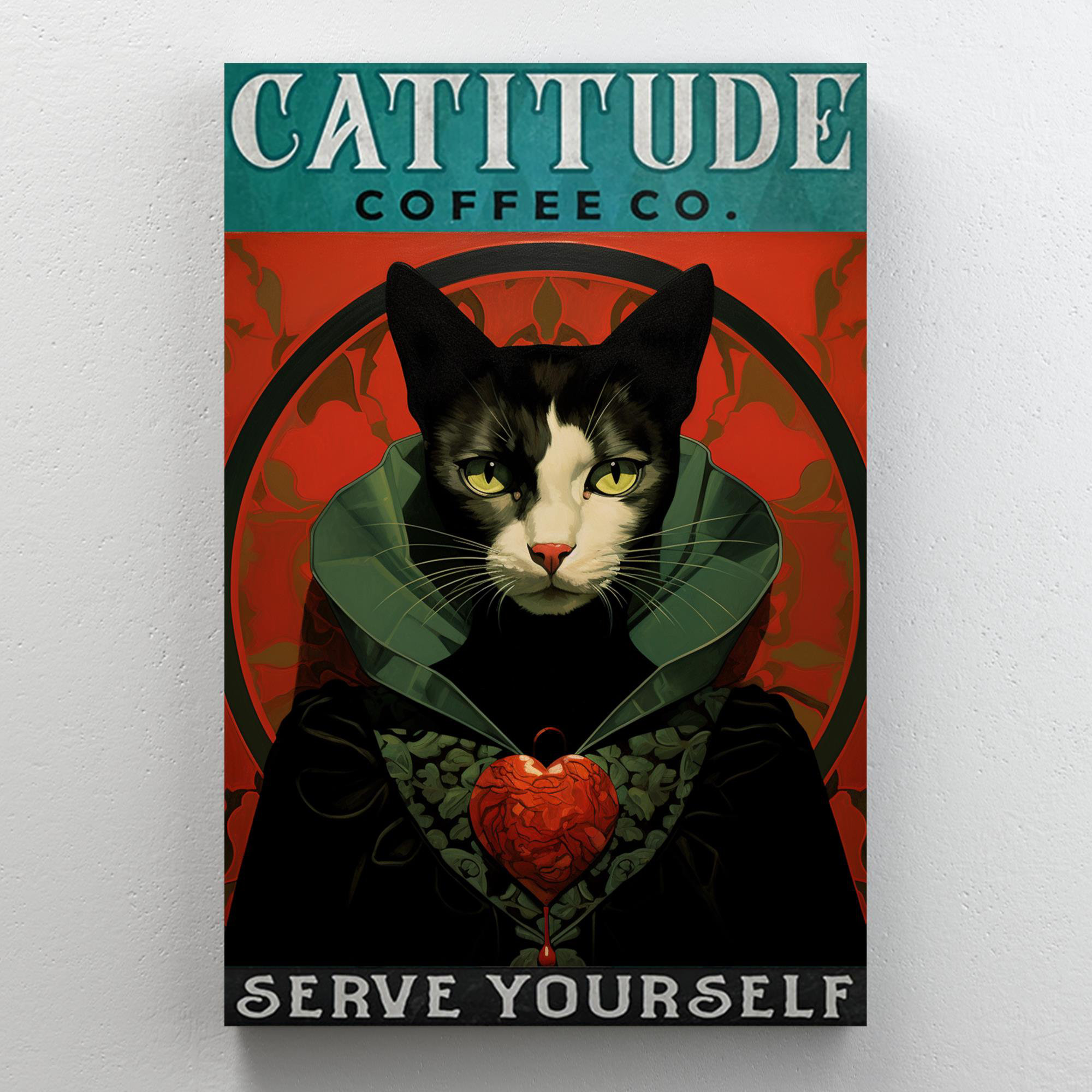 Trinx Cattitude Coffee - 1 Piece Rectangle Graphic Art Print On Wrapped ...