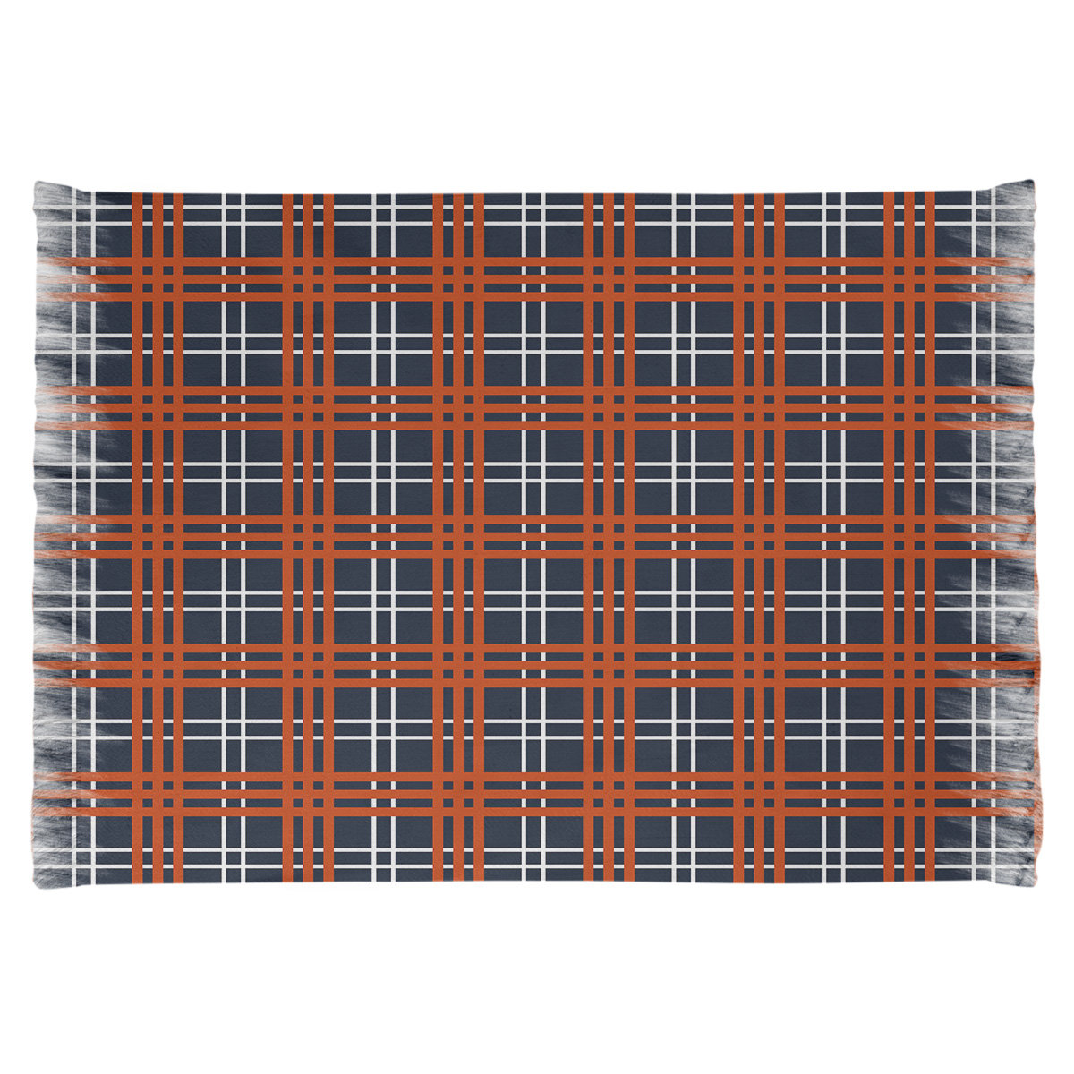 East Urban Home Chicago Plaid Orange/Black Area Rug | Wayfair
