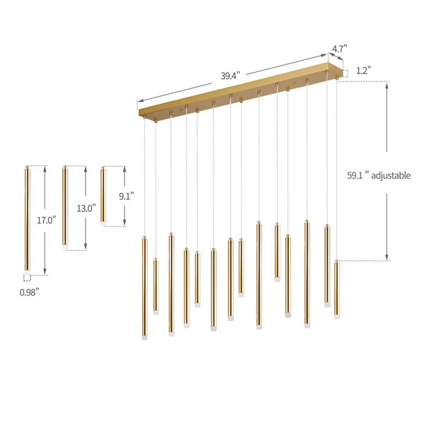 Mercer41 Genia 14 - Light A Tube Flute Integrated LED Led Linear 3000K ...
