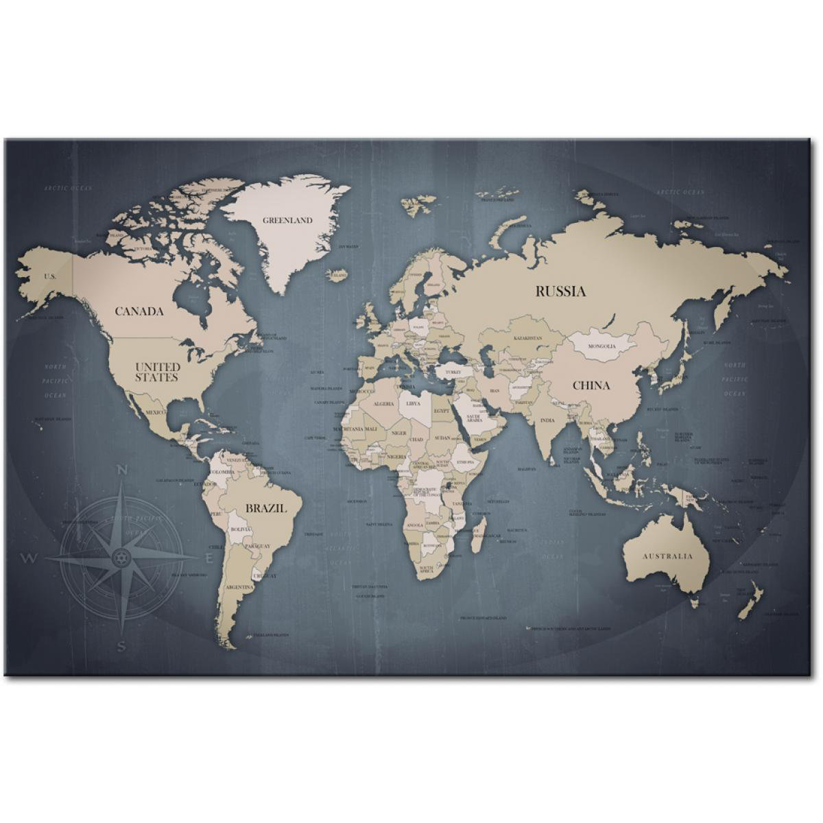 East Urban Home World Map: Shades - Wrapped Canvas Print | Wayfair
