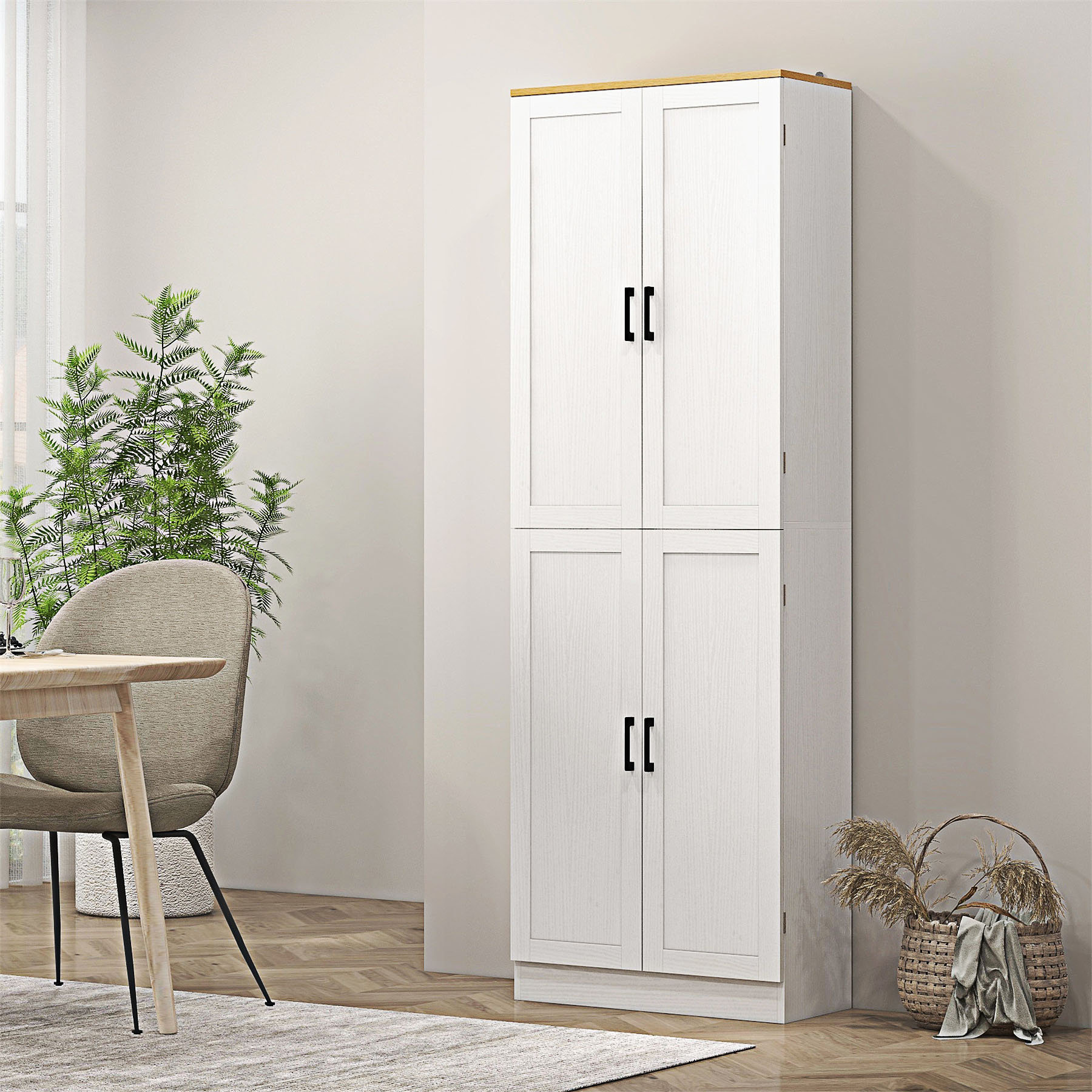 Lark Manor™ Freestanding Kitchen Pantry with 4 Doors and Adjustable ...