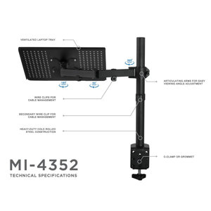 Mount-It Height Adjustable Laptop Desk Stand with Articulating Vented ...