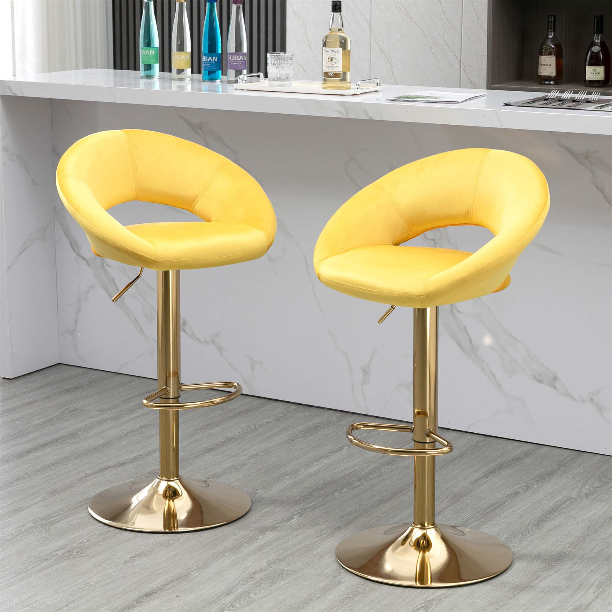 Mercer41 Velvet Adjustable Modern Dining Chairs,Counter Height Bar ...