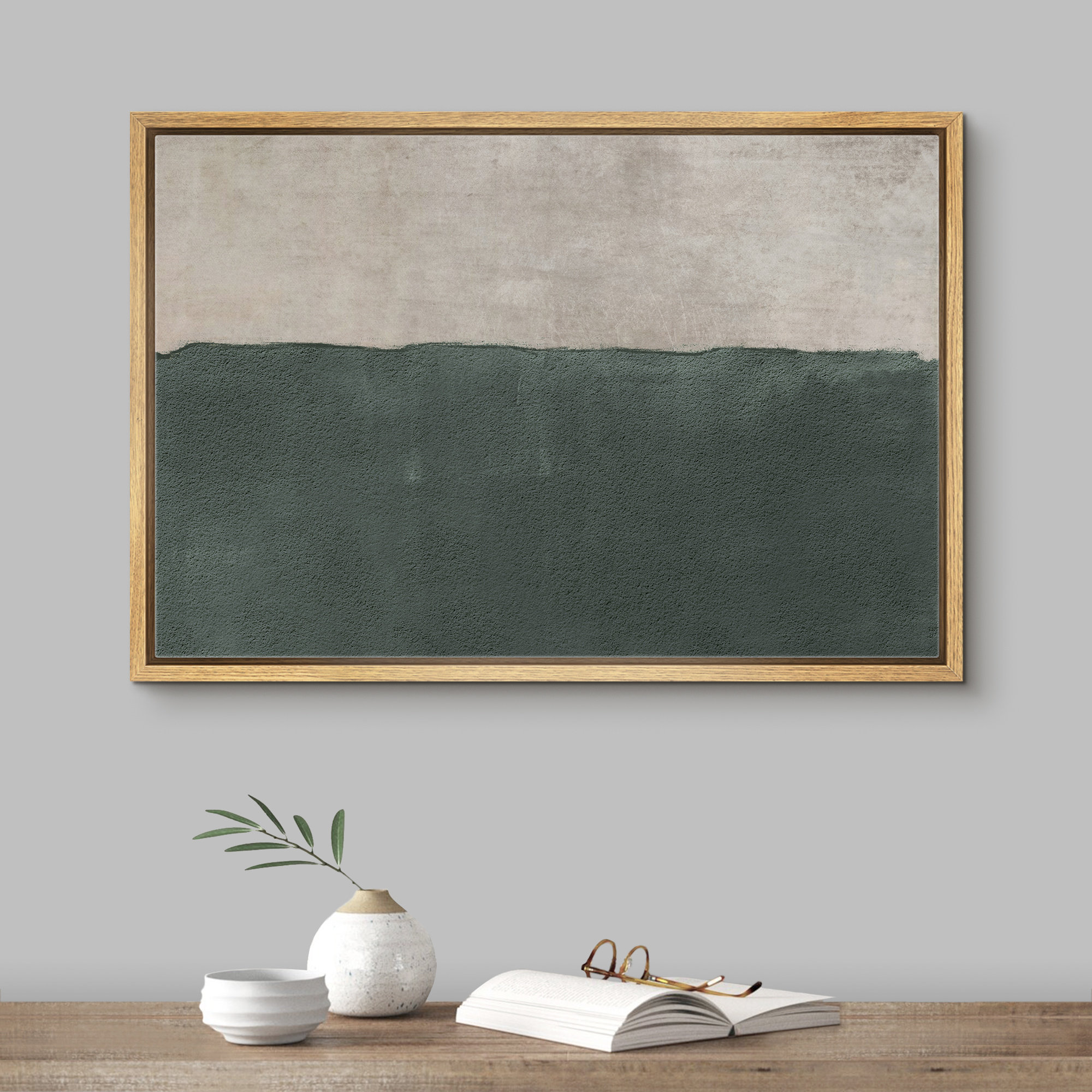 IDEA4WALL Minimal Landscape Pastel Green Modern Contemporary Art Chic ...