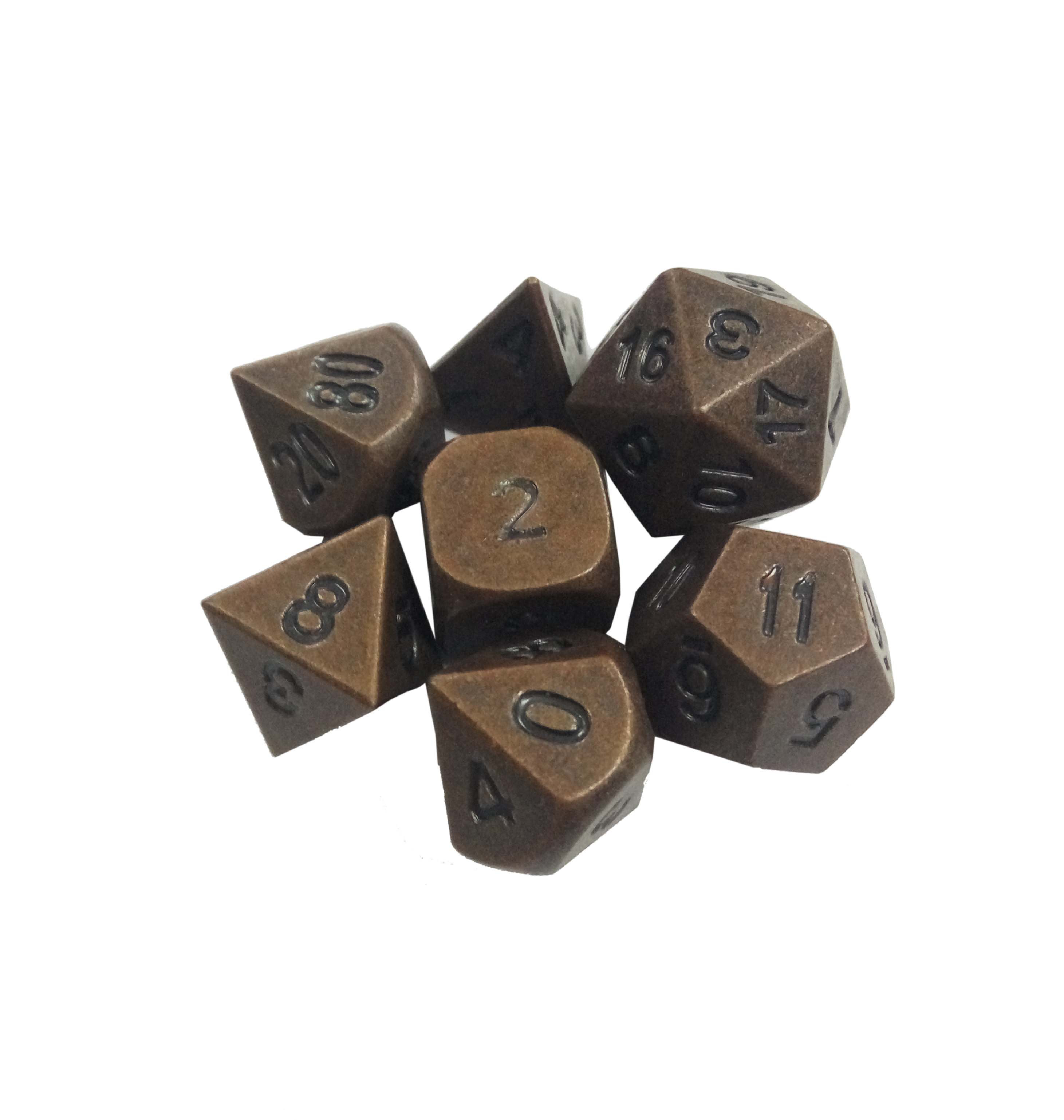 FixtureDisplays Antique Copper Solid Zine Alloy Polyhedral Dice Set ...