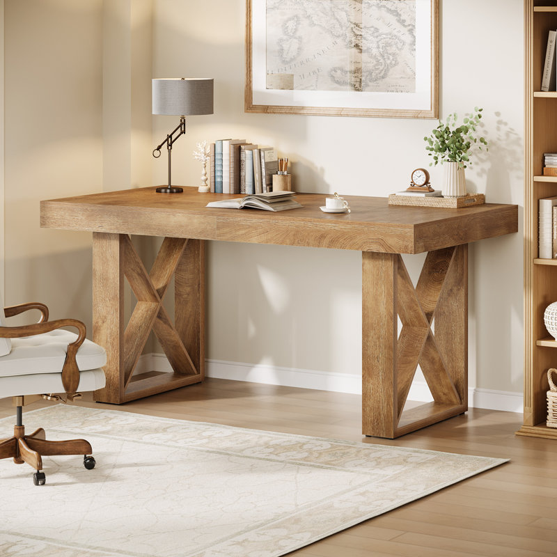 Ophelia & Co. 63'' Rustic Computer Desk for Home Office with Thick Wood ...
