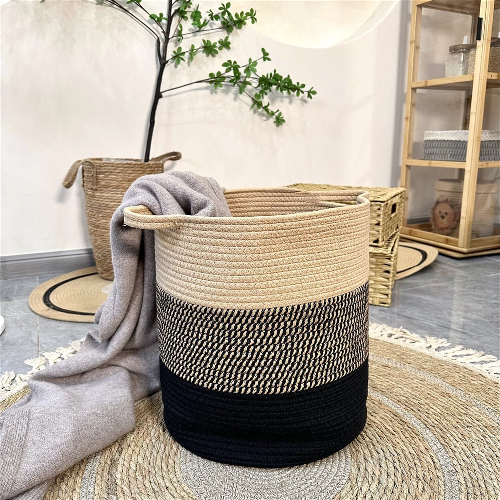 Dovecove Fabric Laundry Basket with Handles | Wayfair