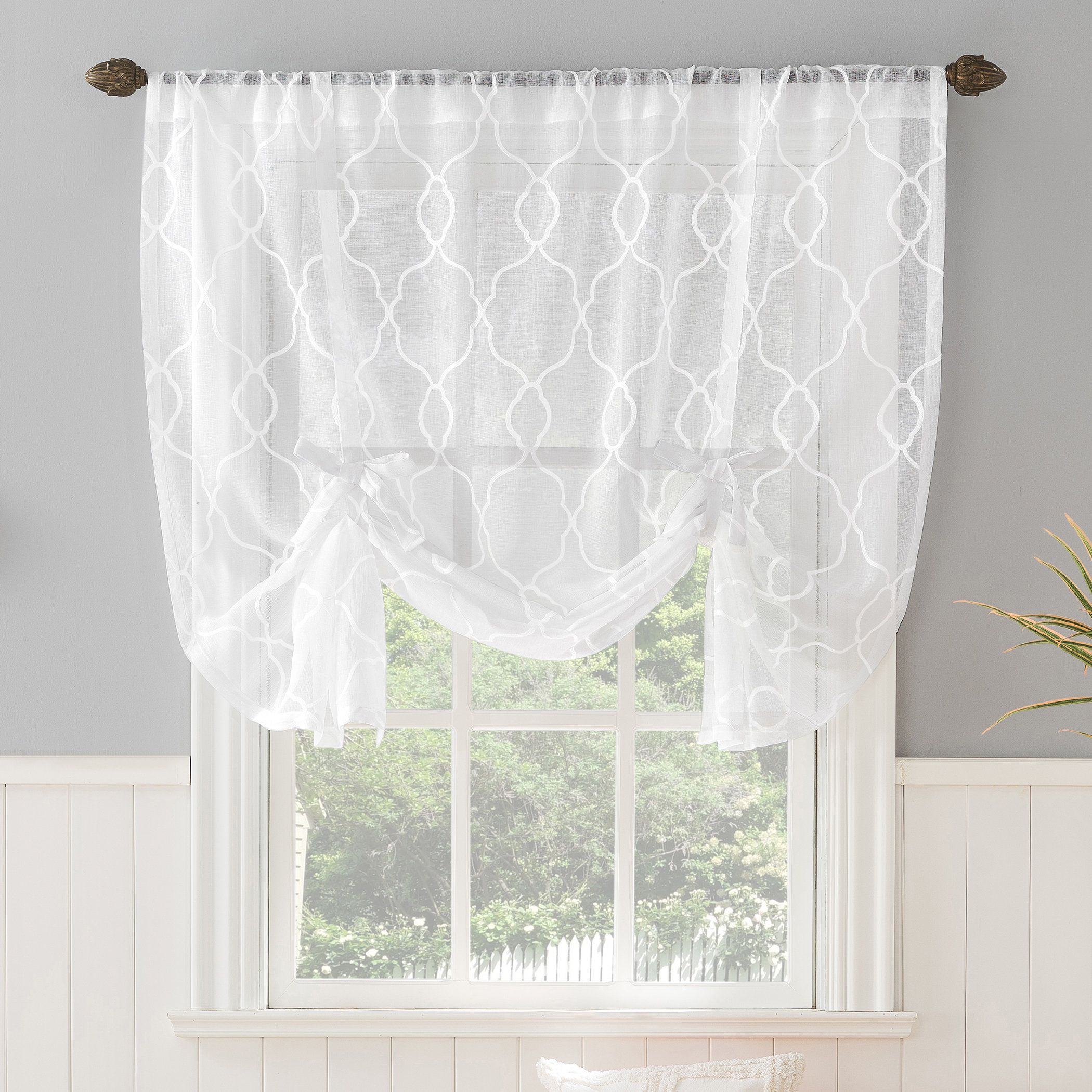 Lark Manor™ Ariaya Embroidered Rod Pocket Window Tie-up Shade & Reviews ...